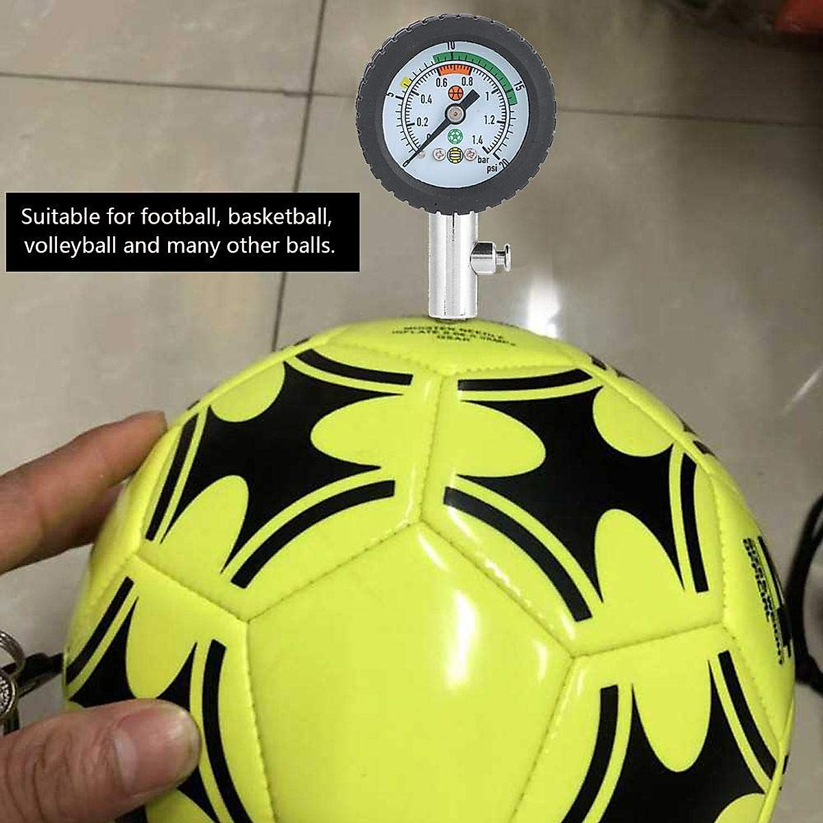 Ball Pressure Gauge Stainless Steel Accurate Air Pressure Gauge for Football Soccer Basketball Volleyball and Other Balls