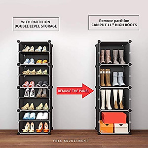 Aeitc 16 Pairs Shoe Rack for Entryway Shoe Storage Space Saver Plastic Shoe Organizer Narrow Standing Expandable for Heels, Boots, AC-150 AC-150