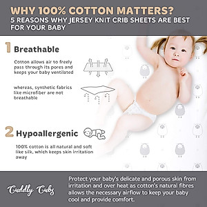 Cuddly Cubs Fitted Crib Sheets Set – 2 Pack – Jersey Cotton Crib Mattress Sheets for Baby Boy, Girl Crib – Grey Stripes, Sheep Toddler Bed Sheets – Fits on Standard 28 x 52 Crib and Toddler Mattress