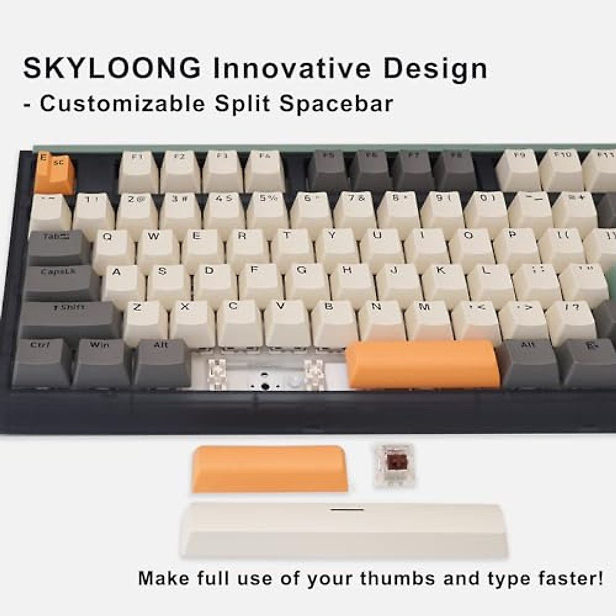 SKYLOONG GK87 V3 TKL Wireless Mechanical Keyboard - Nordic 2.4G/Bluetooth 5.1/USB Wired - Double Spacebar - 3Knobs - Gateron G Pro Switch-RGB Backlit Hot Swappable - Ti-Grey PBT Keycaps