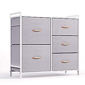 ROMOON Dresser Organizer with 5 Drawers, Fabric Dresser Tower for Bedroom, Hallway, Entryway, Closets - Gray