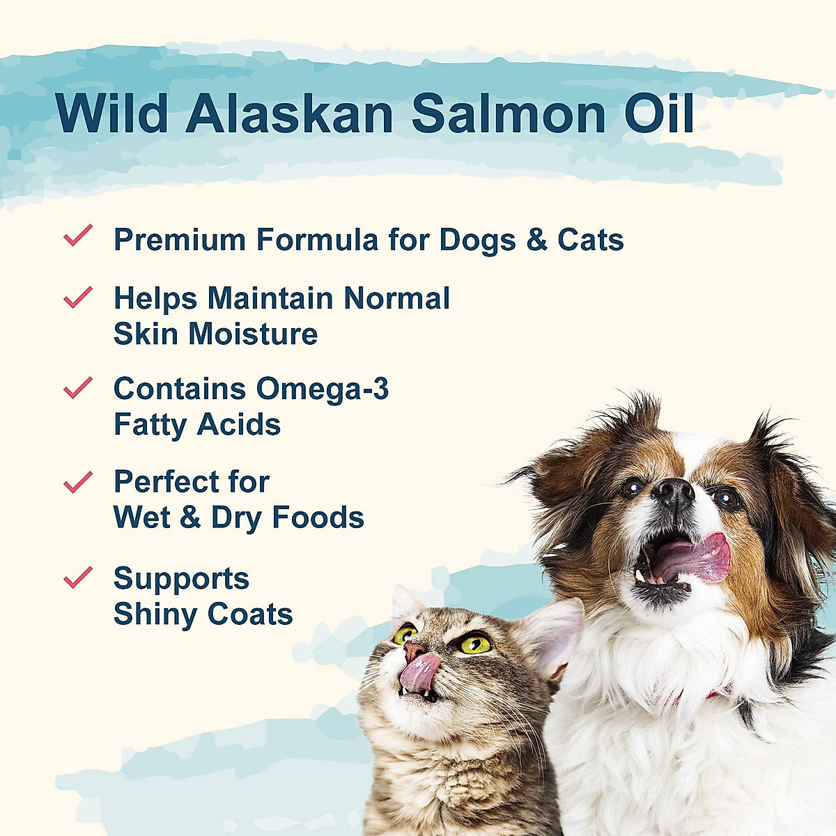 Premium Wild Alaskan Salmon Oil for Dogs & Cats 16oz Skin & Coat Natural Liquid Food Supplement for Pets, Fish Oil, Omega 3, EPA + DHA Fatty Acids for Joint Function, Immune & Heart Health!