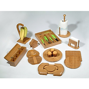 Creative Home's 8-7/8 by 5-1/2 by 9-3/8-Inch Bamboo Utensil Caddy with Handle