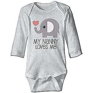 Migrater Elephant My Nanny Loves Me Long Sleeve Romper Onesie Bodysuit Jumpsuit