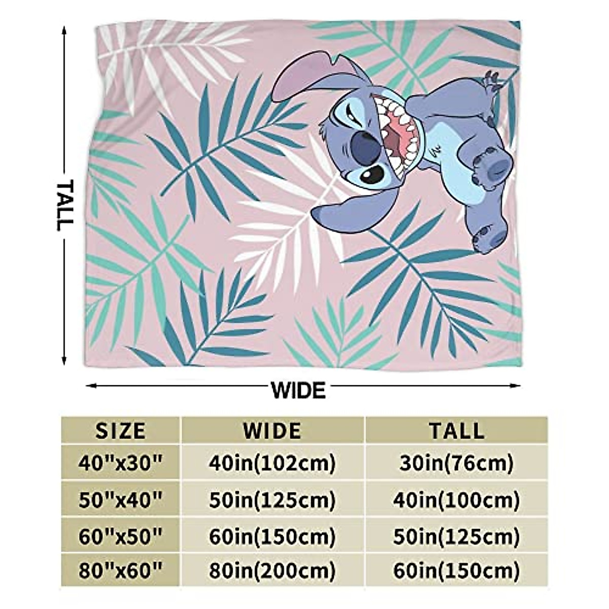 Palm Leaves Pink-Background Throw Blanket Ultra-Soft Comfortable Cartoon 50“ X 40" Blankets Flannel Xmas Gifts Fits Couch Sofa Office Suitable for All Season