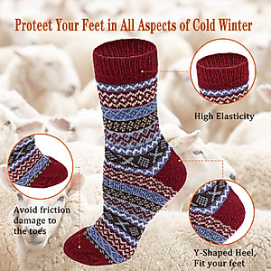 YQHMT Wool Socks for Women Gifts Winter Warm Thick Thermal Vintage Knit Soft Comfy Crew Socks Stocking Stuffers, Christmas Gifts