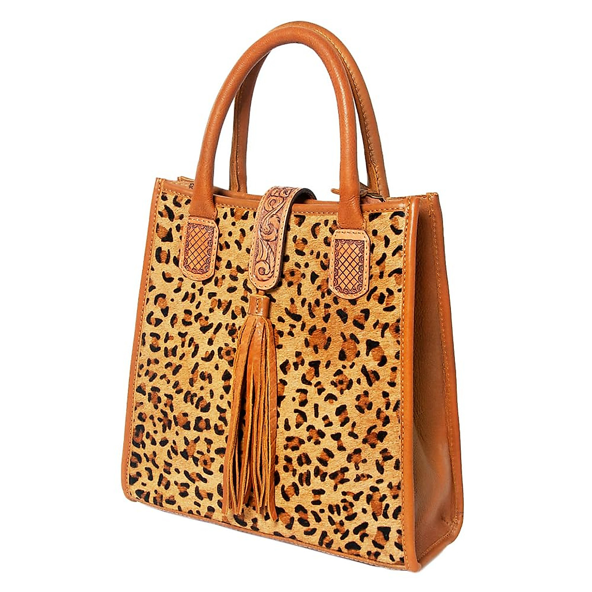 American Darling Tote Hand Tooled Hair on Genuine Leather Western Women Bag Handbag Purse | Western Tote Bag | Travel Tote Bags | College Tote Bag | Casual Tote Bag