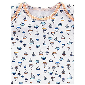 Simple Joys by Carter's Baby Boys' 5-Pack Long-Sleeve Bodysuit, Blue/Grey Heather/Navy Stripe/Orange/White Sailboats, 12 Months