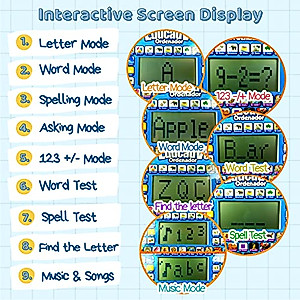 ZeenKind Bilingual Spanish English Learning Small Laptop Toy with Screen for Kids, Toddlers, Boys and Girls | Educational Computer to Learn Alphabet ABC, Numbers, Words, Spelling, Maths, Music.