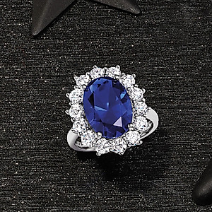 Ross-Simons 5.30 Carat Simulated Sapphire and 1.80 ct. t.w. CZ Ring in Sterling Silver. Size 6