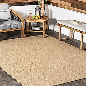nuLOOM Easy-Jute Nakia Solid Indoor/Outdoor Area Rug, 9' 6" x 12', Natural