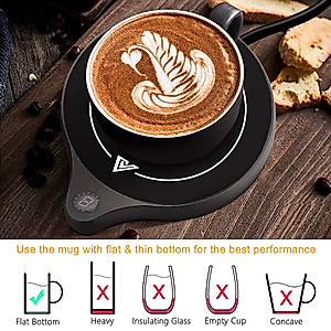 welltop Coffee Mug Warmer, Electric Beverage Warmer with Five Temperature Settings (Up to 212℉/100℃), Coffee Warmer Plate for Cocoa Tea Water Milk with Auto Shut Off, Office/Home Use, Blackk (No Mug)