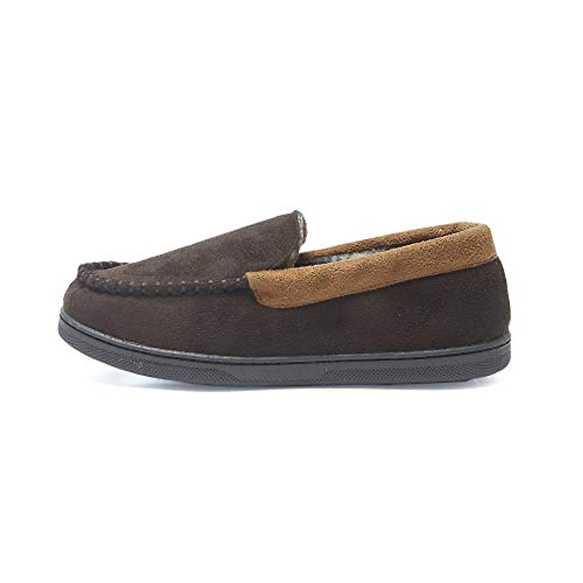 Hanes boys Moccasin House Shoe With Indoor Outdoor Memory Foam Sole Fresh Iq Odor Protection Slipper, Brown Microsuede, Large Little Kid US
