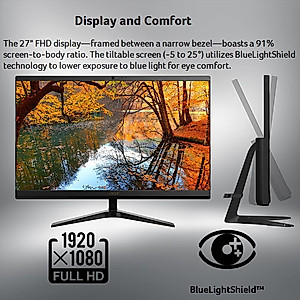 acer 2023 27-inch FHD IPS All-in-One AIO Desktop PC Intel 4-Core i5-1235U Iris Xe Graphics 32GB DDR4 RAM 1TB SSD WiFi AX BT RJ45 USB-C Webcam HDMI Windows 11 Pro Wireless KB and Mouse w/RE USB