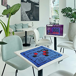 SEETOOOGAMES Giant Checkers Board Game - Large 3 in 1 Reversible Checker Rug Game Tic Tac Toe Game for Kids Adults and Family Indoor Outdoor Activities - Blue