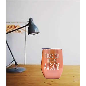 Tipit Drinkware Thank you for Being Awesome 12oz Stainless Steel Tumbler Thank you Gifts Funny Gifts for Women Coworker Gifts Boss Gifts Nanny Gifts Wine Gifts for Best Friends Wine Gifts