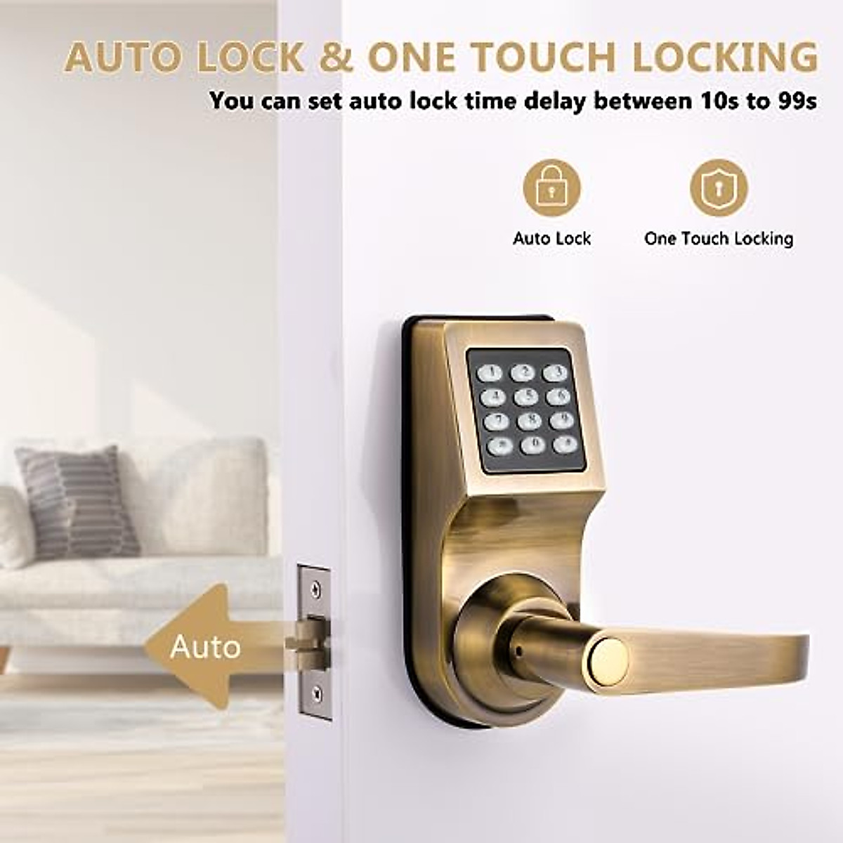 GOODUM Door Locks with Handle, keyless Door Locks, biometric Locks, Numerical keypad Door Locks, keypad Locks with Handle