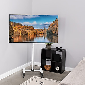 VIVO Mobile TV Cart for 13 to 50 inch Screens up to 44 lbs, LCD LED OLED 4K Smart Flat and Curved Monitor Panels, Rolling Stand, Locking Wheels, Max VESA 200x200, White, STAND-TV07W-W