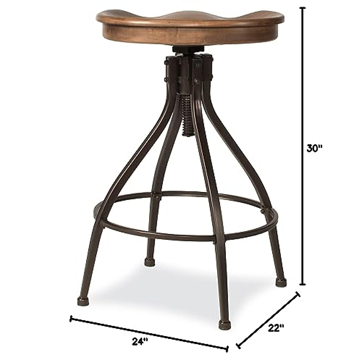 Hillsdale Worland Swivel Backless Stool, Adjustable Stool (One Stool), Brown