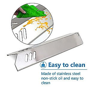 Zemibi 15" Grill Parts for Dyna-Glo, Uniflame 5 Burner, Uniflame GBC1059WB, Backyard Grill Replacement DGF510SBP, GBC1059WB, BY13-101-001-13, BY15-101-001-02, Stainless Steel Heat Plate Shield, 5-Pack