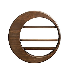 Hijnx Moon Premium Round Wall Shelf for Crystals Display - Essentials Storage Shelf - Solid Wood Craftsmanship Wall Art - Crescent Moon Shelf - Beautiful & Decorative for Your Beloved Ones., Brown