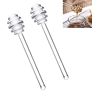 2Pcs 6 Inches Clear Glass Honey Dipper Sticks Stirring Sticks Server Honey Spoon for Honey Jar Dispense Drizzle Honey and Wedding Party Favors