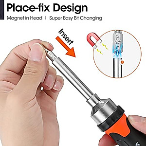 ValueMax 13-in-1 Multi-bit Ratcheting Screwdriver Set Tool All in One, Portable Multi-purpose Ratchet Screw-driver, Slotted/Philips/Torx/Square