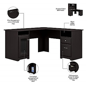 Bush Furniture Cabot L Shaped Computer Desk in Espresso Oak, Medium