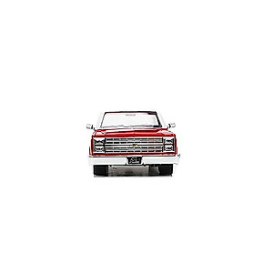 Just Trucks 1:24 1985 Chevy C10 Die-Cast Truck w/Tire Rack, Toys for Kids and Adults(Red/White)