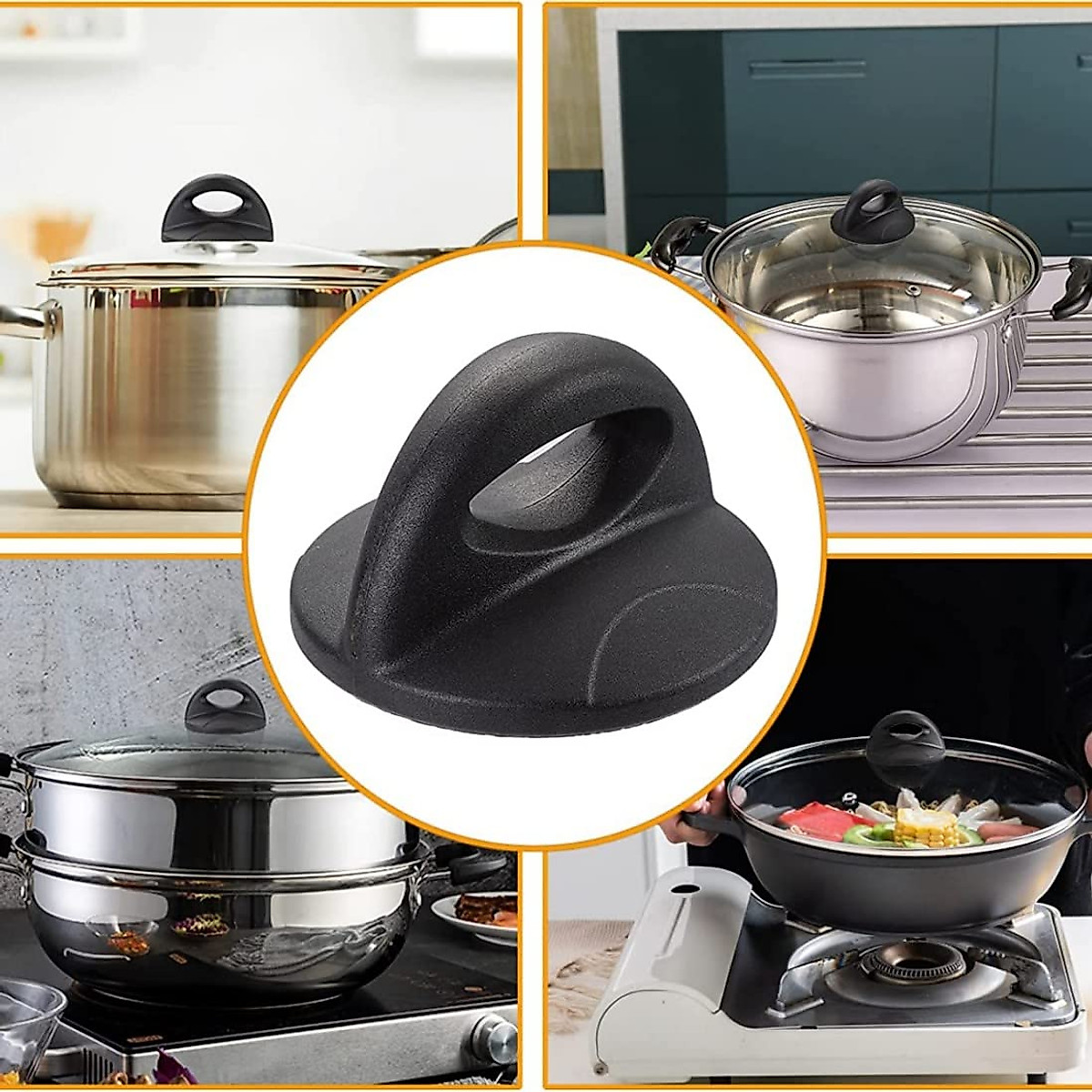 2 Pcs Universal Pot Lid Knob, Pot Lid Handle Replacement Knob, Kitchen Cookware Heat Resistant Pot Knob, Easy Grip Lid Handle, Compatible with Kitchen Cookware Casserole Glass Saucepan Kettle