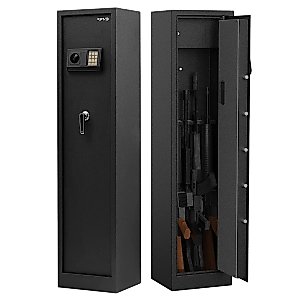 RPNB Rifle Safe,Electronic Gun Security Cabinet,Quick Access 5-Gun Large Metal Rifle Gun Security Cabinet with Separate Pistol/Ammo Area