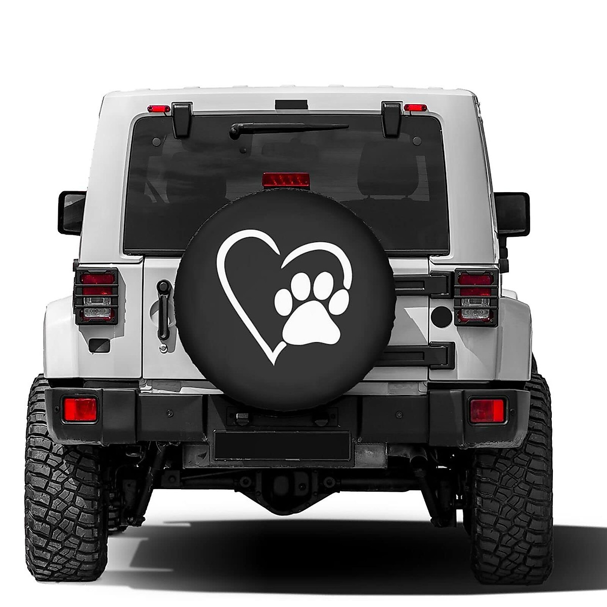 Foruidea Dog Pet Paws Love Heart Spare Tire Cover Dust-Proof Wheel Tire Cover Fit Trailer, RV, SUV and Many Vehicle 15 Inch