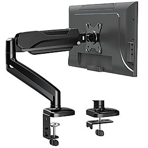 MOUNTUP Single Monitor Desk Mount, Adjustable Gas Spring Monitor Arm Support Max 32 Inch, 4.4-17.6lbs Screen, Computer Monitor Stand Holder with Clamp/Grommet Mounting Base, VESA Mount Bracket, Black