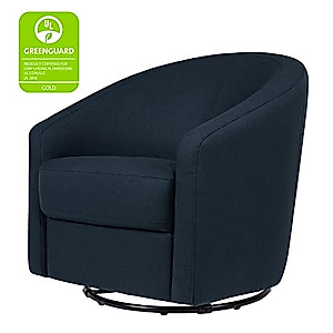 babyletto Madison Swivel Glider in Performance Navy Eco-Twill, Water Repellent & Stain Resistant, Greenguard Gold and CertiPUR-US Certified