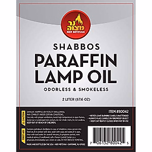 Ner Mitzvah Paraffin Lamp Oil - Clear Smokeless, Odorless, Clean Burning Fuel for Indoor and Outdoor Use - 2 Liter (67.6 oz)