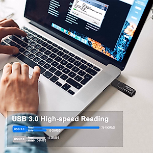 BorlterClamp 32GB USB 3.0 Flash Drive Dual Port Memory Stick, OTG Thumb Drive with Micro USB Drive Port for Android Smartphone Tablet & Computer (Black)