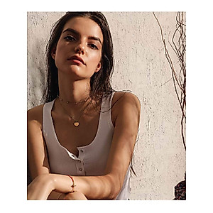 RoseGold Layered Necklace for Women - Coin Choker Necklace Charm Pendant Necklace