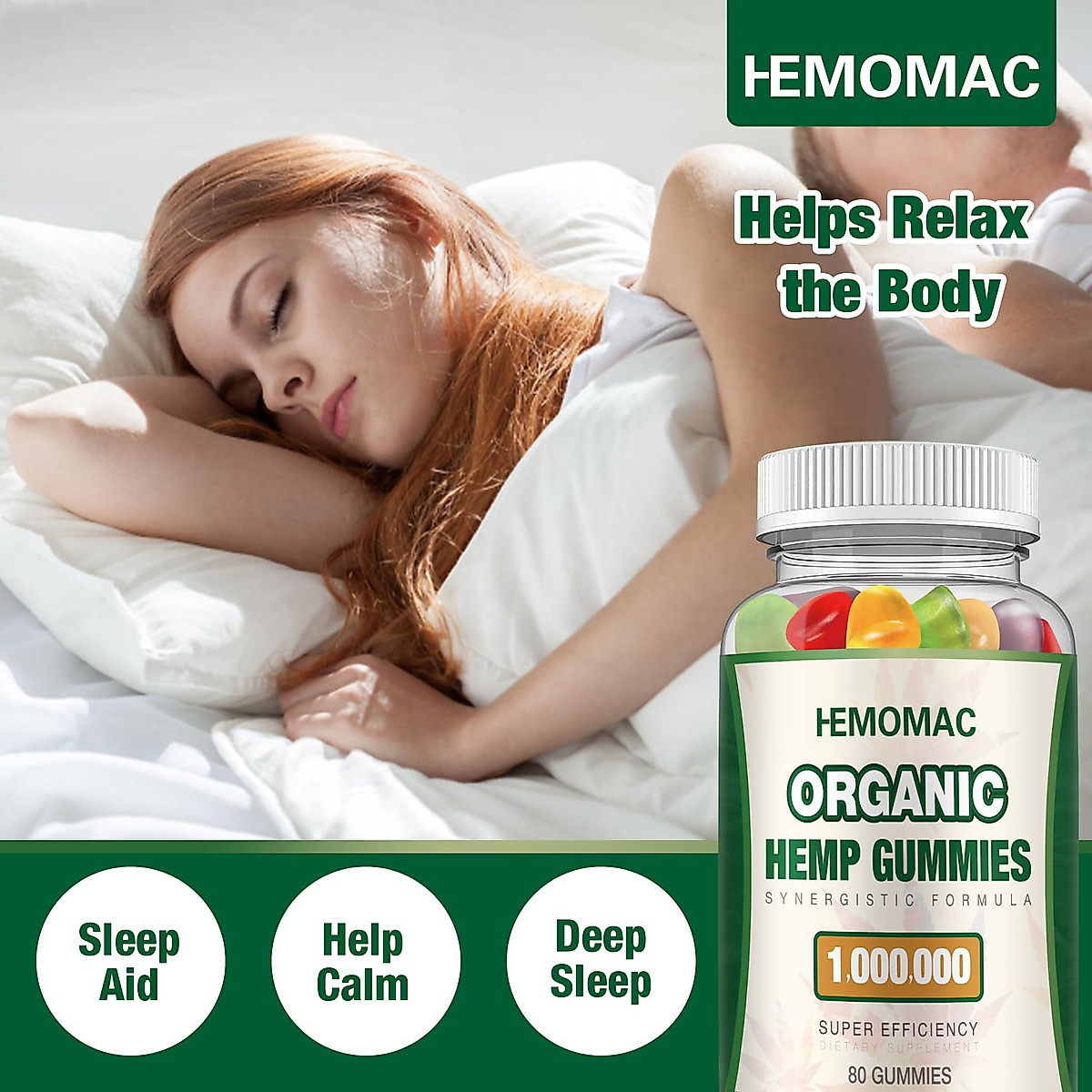 HEMOMAC 2 Packs Natural Hemp Gummies High Potency Pure Hemp Oil Advanced - Extra Strength Organic Hemp Grown in USA, Vegan, Non-GMO, Edibles for Adults