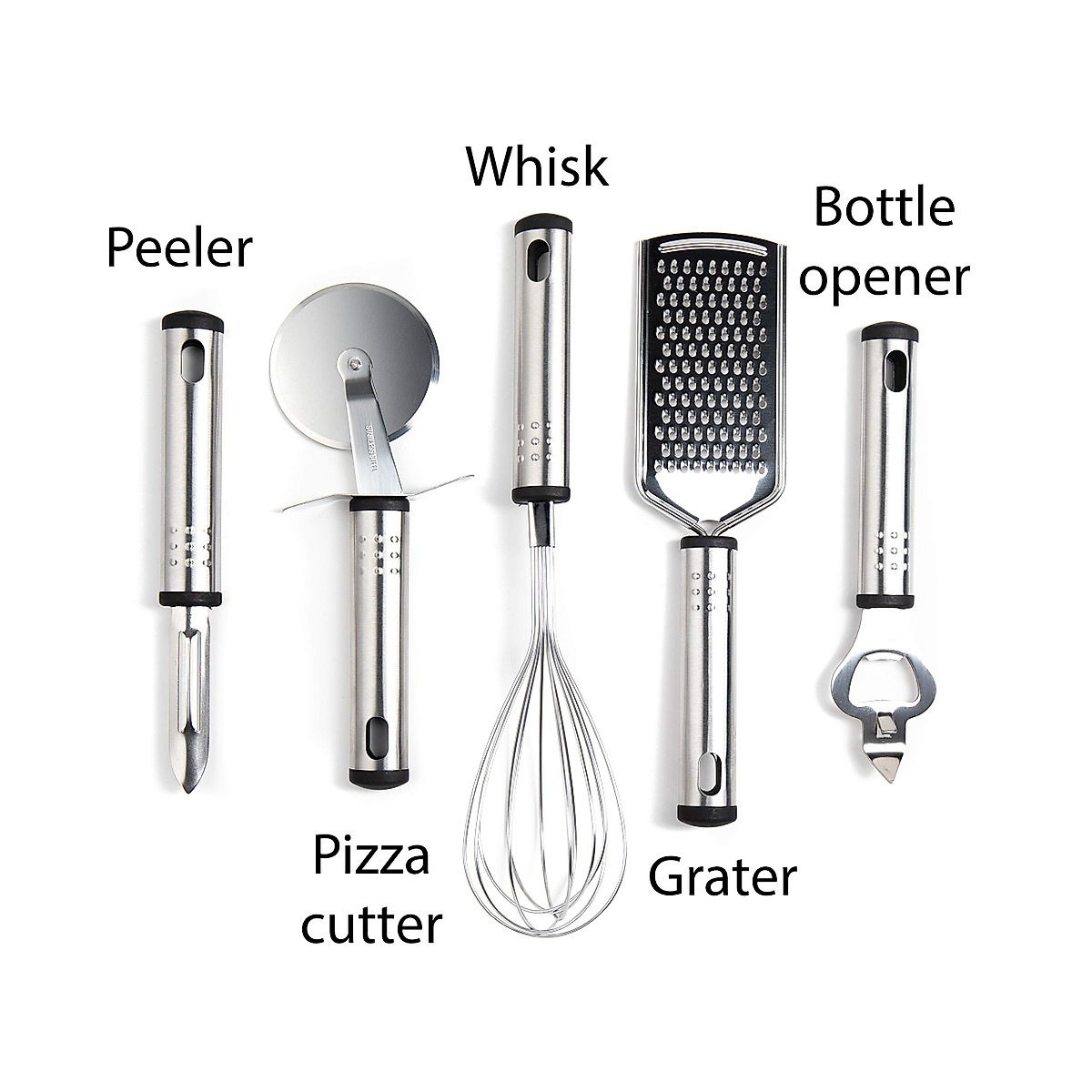 Kitchen Cooking Utensils Set Silicone with Stainless Steel handle Includes Cooking Spoon Spatula Tong Turner Whisk Ladle For Nonstick Cookware Dishwasher Safe BPA-Free