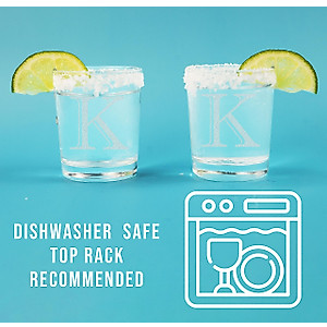 2pk Etched Monogram 2.5oz Shot Glasses (Letter K) A-Z Personalized shot glass, Custom shot glasses, Set of two Shot Glasses, Initial Birthday Gift shot glass Cute