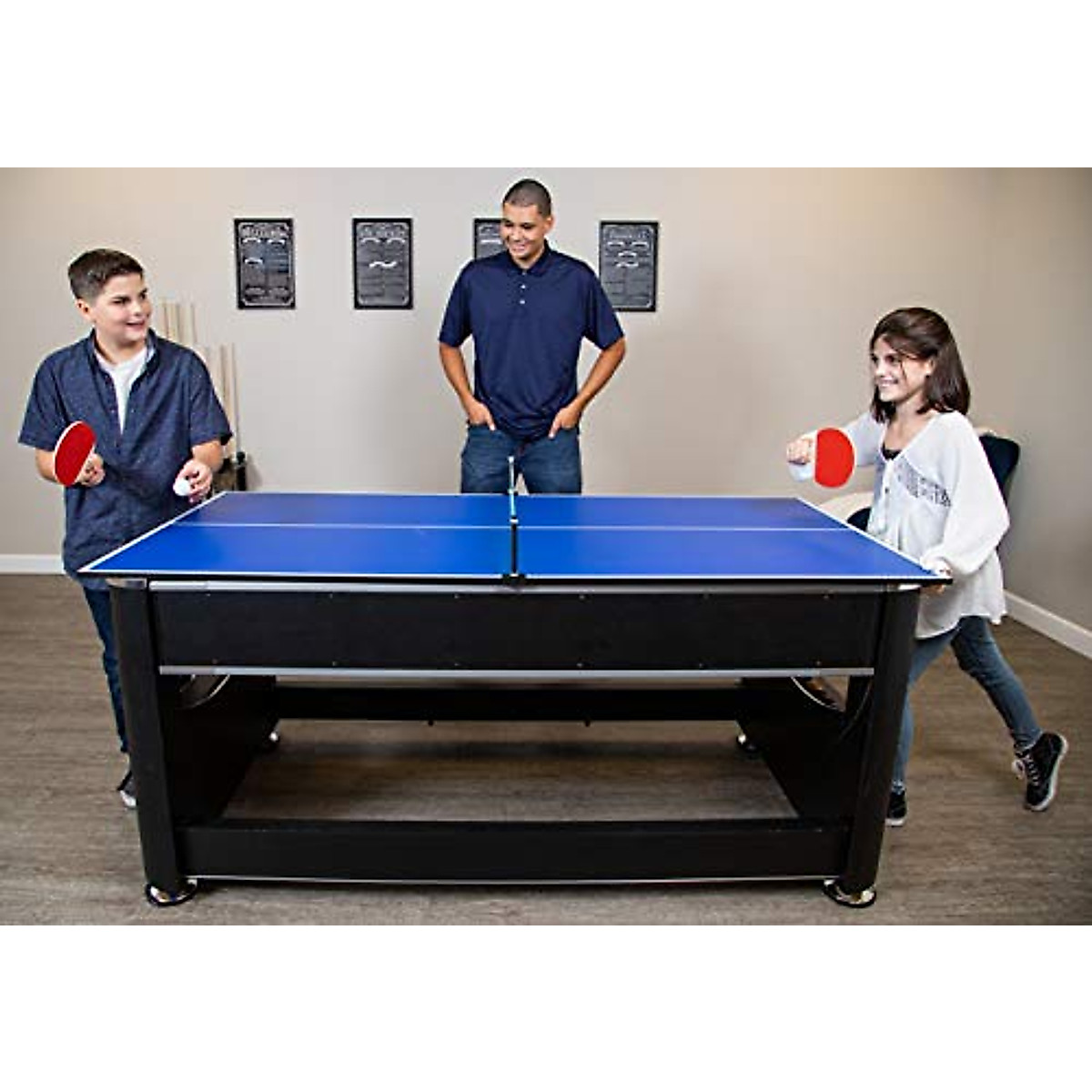 Triple Threat 6-ft 3-in-1 Multi Game Table with Billiards, Air Hockey, and Table Tennis