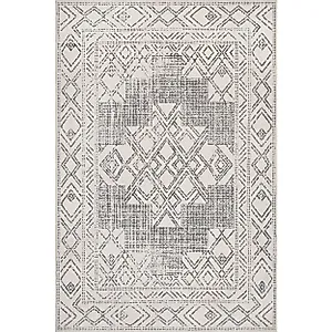 nuLOOM 2' x 12' SpinClean Machine Washable Stain-Resistant Area Rug with Non Slip Backing, Low Profile for Living Room, Bedroom, and Dining Room, Mia Light Grey