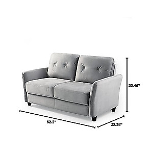 ZINUS Ricardo Velvet Loveseat Sofa / Easy, Tool-Free Assembly, Grey Velvet