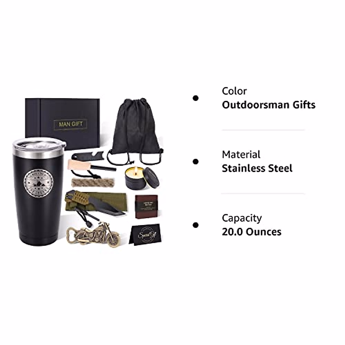 Birthday Gifts for Men Brother Husband, Fathers Day Dad Gifts for Him Boyfriend Outdoorsman Gifts for Men Camping Gifts Unique Mens Gift Set Tumbler Gift Baskets for Men Papa Uncle Gift Box for men