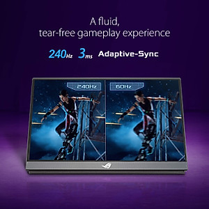 ASUS ROG Strix XG17AHPE 17.3” Portable Gaming Monitor, 1080P Full HD (1920 x 1080), IPS, 240Hz, Adaptive-Sync, Eye Care, Micro-HDMI USB-C, 3 Hour Battery Life,BLACK (Renewed)