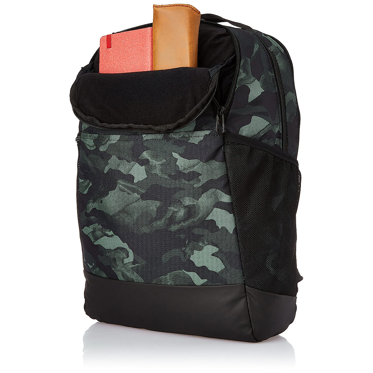 Nike Brasilia 9.0 All Over Print Medium Backpack, BA6334-077 (Light Solar Flare Heather/Black/Metallic Cool Grey)