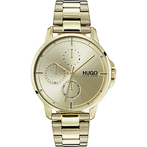 HUGO Men's Quartz Watch with Stainless Steel Strap, Gold, 20 (Model: 1530026), Black