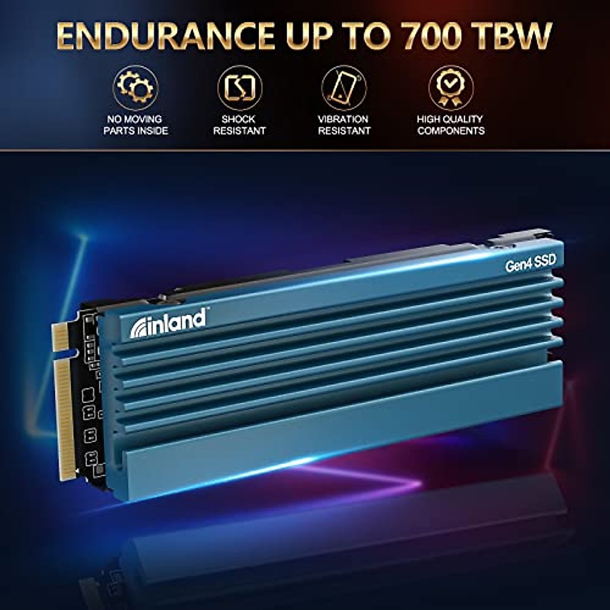 INLAND 1TB Gaming Performance Plus NVMe Internal Gaming SSD Solid State Drive with Heatsink Optimized for PS5 - Gen4 PCIe, M.2 2280, DRAM Cache, 176-Layer TLC 3D NAND Flash, Up to 7000MB/s