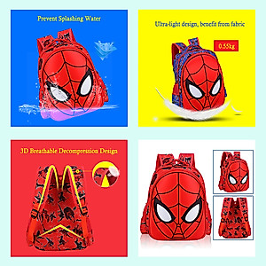 2Pcs Backpacks, 3D Printed Cute Cartoon Bags, Durable Waterproof Travel Daypack 14 Inches Red