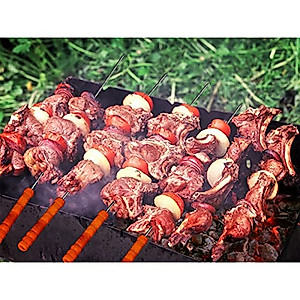 Home-Complete 4326466051 BBQ Grill Tools Set with Wood Handles & Knives Set-22 Pc Stainless Steel Barbecue Accessories with Wooden Handles, Case,4 Steak Knives, Spatula, Tongs